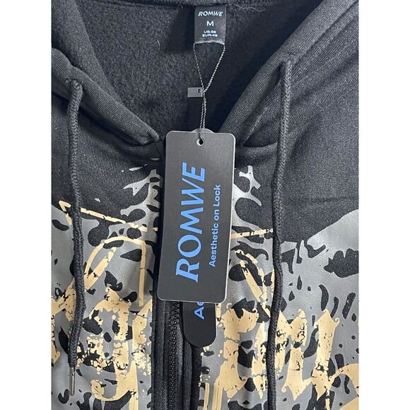 ROMWE | Shirts | Romwe Nwt Mens Grunge Punk Skull Letter Full Zip Up ...